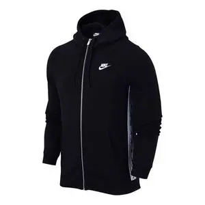 Nike Logo Zip-up Fleece Hoodie - Black