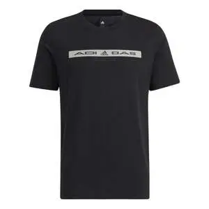 Adidas Alphabet Pattern Printing Round Neck Short Sleeve Black - Multi-color