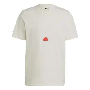Adidas Solid Color Micro Mark Logo Round Neck Pullover Short Sleeve White T-shirt - Multi-color