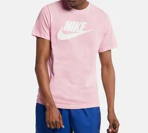 Nike Classic Logo Printing Round Neck Short Sleeve Pink Red - Pinkred