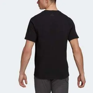 Adidas Solid Color Logo Alphabet Printing Round Neck Short Sleeve Black T-shirt