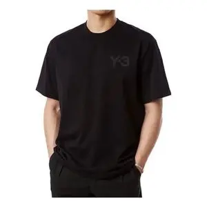 Adidas Y-3 Short Sleeve T-shirt With Embossed Logo - Black