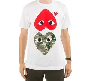 Play Comme Des Garcon Camouflage Logo Printing Short Sleeve Tee