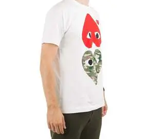 Play Comme Des Garcon Camouflage Logo Printing Short Sleeve Tee