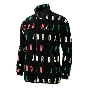 JORDAN Air Jumpman Logo Windproof Stand Collar Jacket - Black