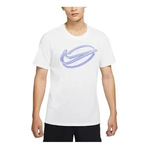 Nike Printing Geometry Pattern Logo Round Neck Short Sleeve White T-shirt - Multi-color