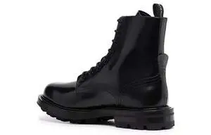 Alexander McQueen Polished Leather Lace-up Combat Boots