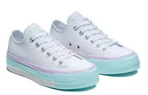 CONVERSE Chuck Taylor All Star Lift Low Platform Sneakers - White/purple/blue