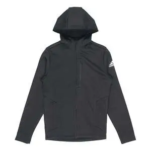 Adidas Fleece Hooded Jacket With Logo - Black
