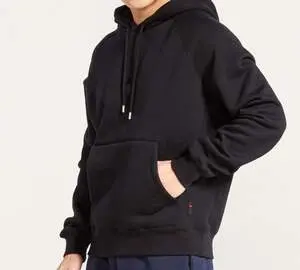 JORDAN Embroidered Fleece Lined Drawstring Pullover - Black
