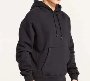 JORDAN Embroidered Fleece Lined Drawstring Pullover - Black