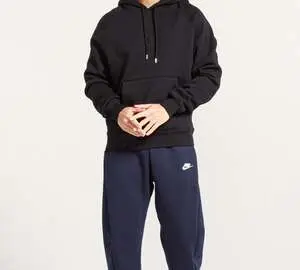 JORDAN Embroidered Fleece Lined Drawstring Pullover - Black