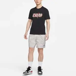 JORDAN Logo Alphabet Printing Round Neck Pullover Short Sleeve Black