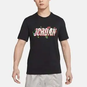 JORDAN Logo Alphabet Printing Round Neck Pullover Short Sleeve Black