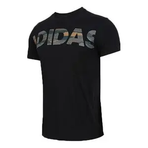 Adidas Logo Large Alphabet Printing Short Sleeve - Black