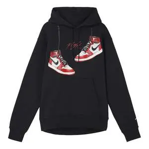 JORDAN Air Hoodie 1 Chicago Graphic Print - Black