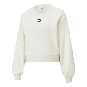 PUMA Classics Balloon Sleeve Crew Neck Sweater - White/black