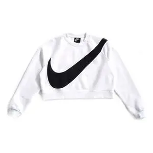 Nike Swoosh Fleece Cropped Crewneck - White