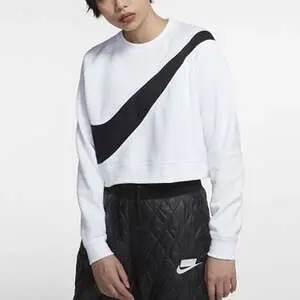 Nike Swoosh Fleece Cropped Crewneck - White