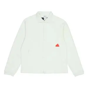 Adidas White Collared Jacket With Logo Detail