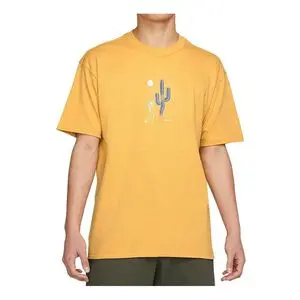 Nike Funny Cactus Flower Pattern Printing Short Sleeve Yellow T-shirt