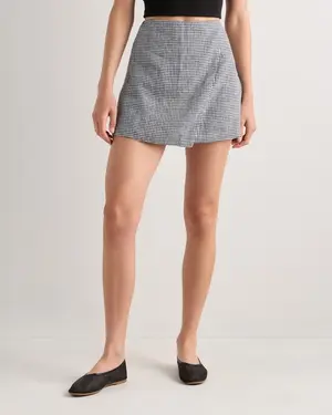 Quince European Linen Skort - Classic Mini Gingham