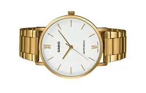 Casio Gold Stainless Steel Analog Dress Watch With Dial - White
