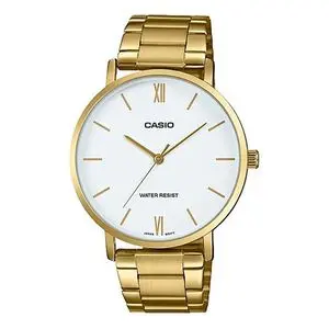 Casio Gold Stainless Steel Analog Dress Watch With Dial - White