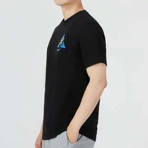 Nike Logo Printing Casual Short Sleeve Black T-shirt - Multi-color