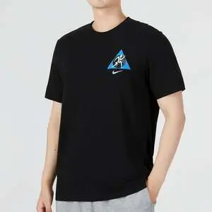 Nike Logo Printing Casual Short Sleeve Black T-shirt - Multi-color