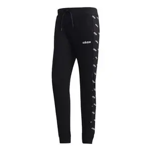 Adidas Printing Splicing Knit Bundle Feet Sports Pants - Black
