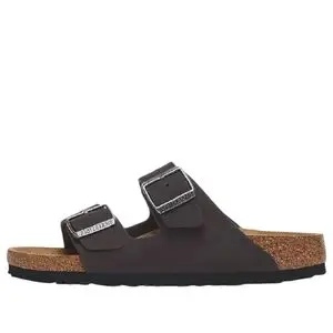 BIRKENSTOCK Arizona Soft Footbed Nubuck Leather Sandals - Black