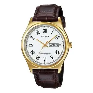 Casio Analog Watch With Roman Numerals And Day/date Display - Whitebrown