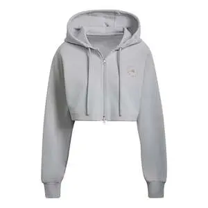 Adidas By Stella Mccartney Cropped Zip-up Hoodie - Grey