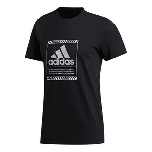 Adidas Bos Metallic Sports Stylish Printing Round Neck Short Sleeve - Black