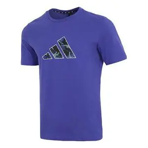Adidas Camouflage Logo Casual Sports Short Sleeve T-shirt - Purple