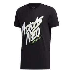 Adidas Neo Faves Tee Alphabet Printing Sports Short Sleeve - Black