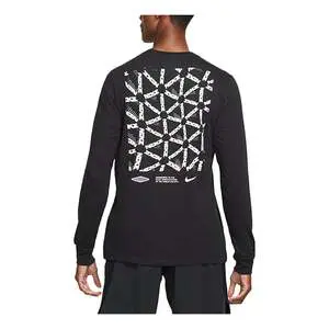 Nike Dri-fit Alphabet Logo Printing Long Sleeves Round Neck Black - Default Color