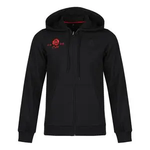 Adidas Zip-up Hooded Sports Jacket With Embroidered Detailing - Black