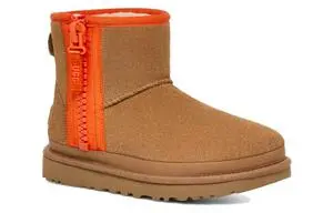 UGG Classic Mini Zipper Tape Logo Ankle Boots - Chestnut