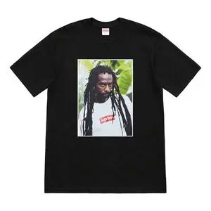 Supreme Buju Banton Tee Reggae Character Printing Short Sleeve - Black