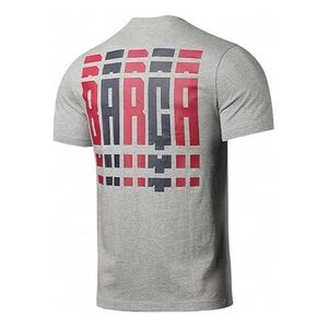 Nike Fc Barcelona Subject Printing Round Neck Short Sleeve Gray - Grey
