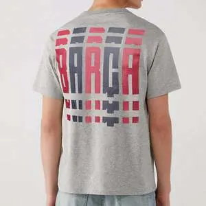 Nike Fc Barcelona Subject Printing Round Neck Short Sleeve Gray