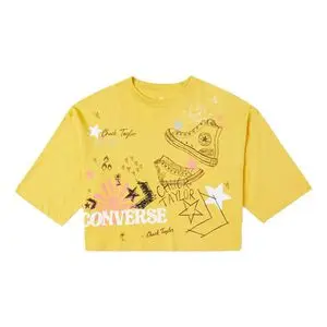 CONVERSE Notebook Doodle Os Crop Tee Gold Straw - Yellow