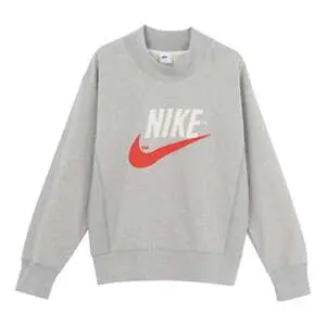 Nike Trend Capsule Series Logo Embroidered Sports Round Neck Pullover - Light Grey