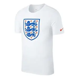Nike England Logo Pattern Round Neck Short Sleeve White T-shirt - Multi-color