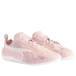 Balenciaga X Puma Speedcat Suede Distressed Sneakers - Pink/white