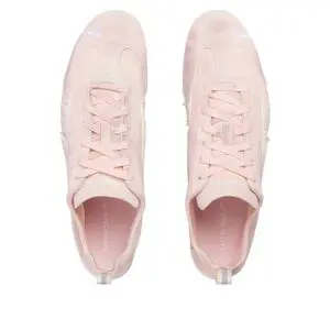 Balenciaga X Puma Speedcat Suede Distressed Sneakers - Pink/white