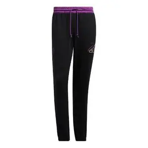 Adidas Dame 8 Inn Pnt Pattern Embroidered Loose Basketball Sports Pants/trousers/joggers Black - Multi-color