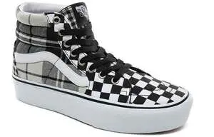 VANS Sk8-hi Platform Sneakers In Plaid Checkerboard - White